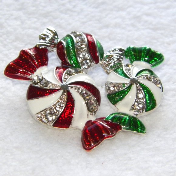 Amanda Lee Jewelry | Jewelry | Silver Peppermint Christmas Candy Pin ...